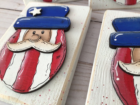 Uncle Sam Independence Day and Stripes Wood Stars | Etsy