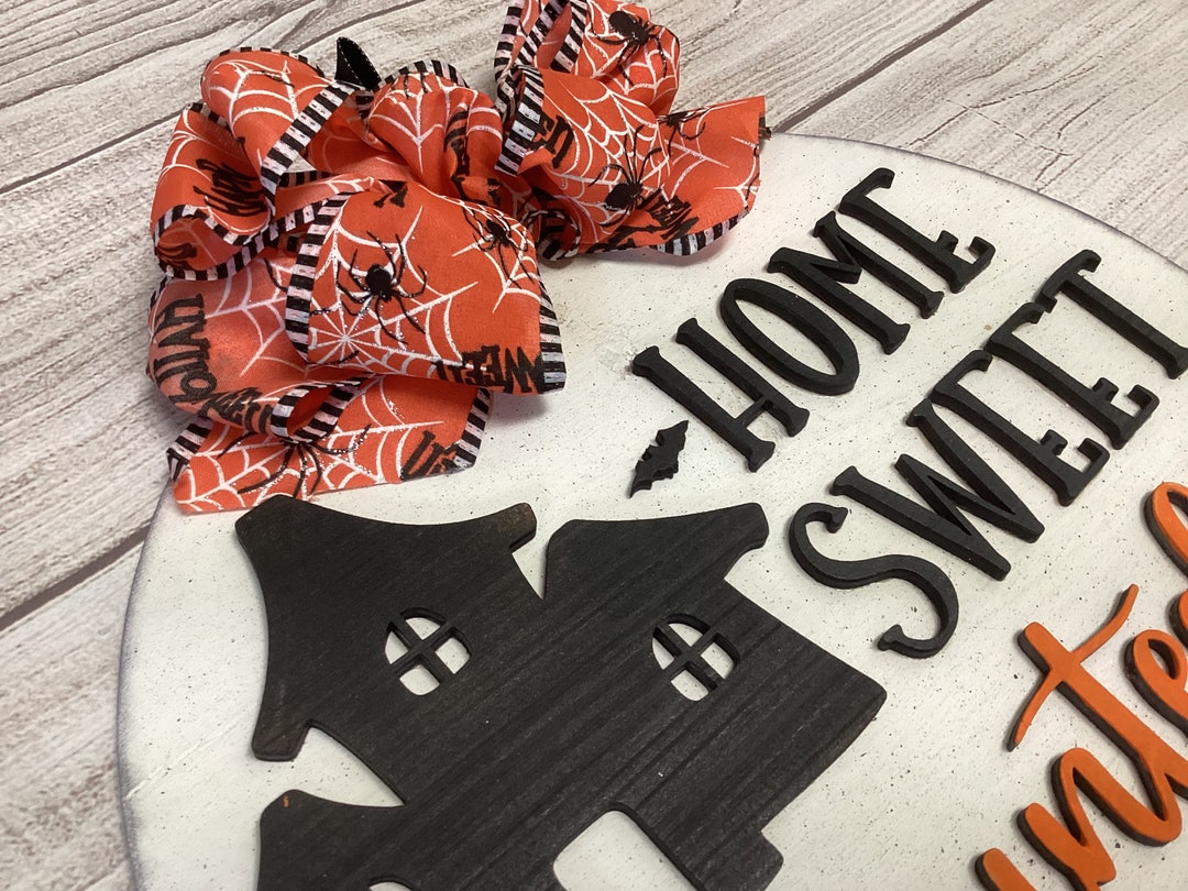 Home Sweet Haunted Home Sign: Rustic Halloween Door Decor - Etsy