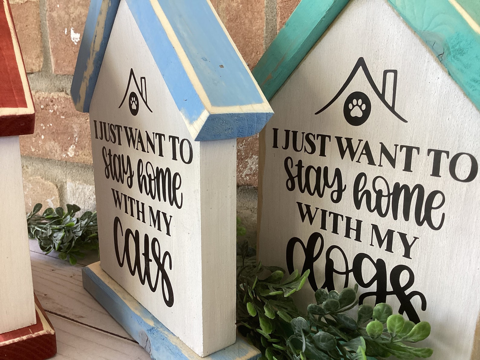 Wood House Wags & Wiggles Home Decor Shelf Sitter Tiered - Etsy