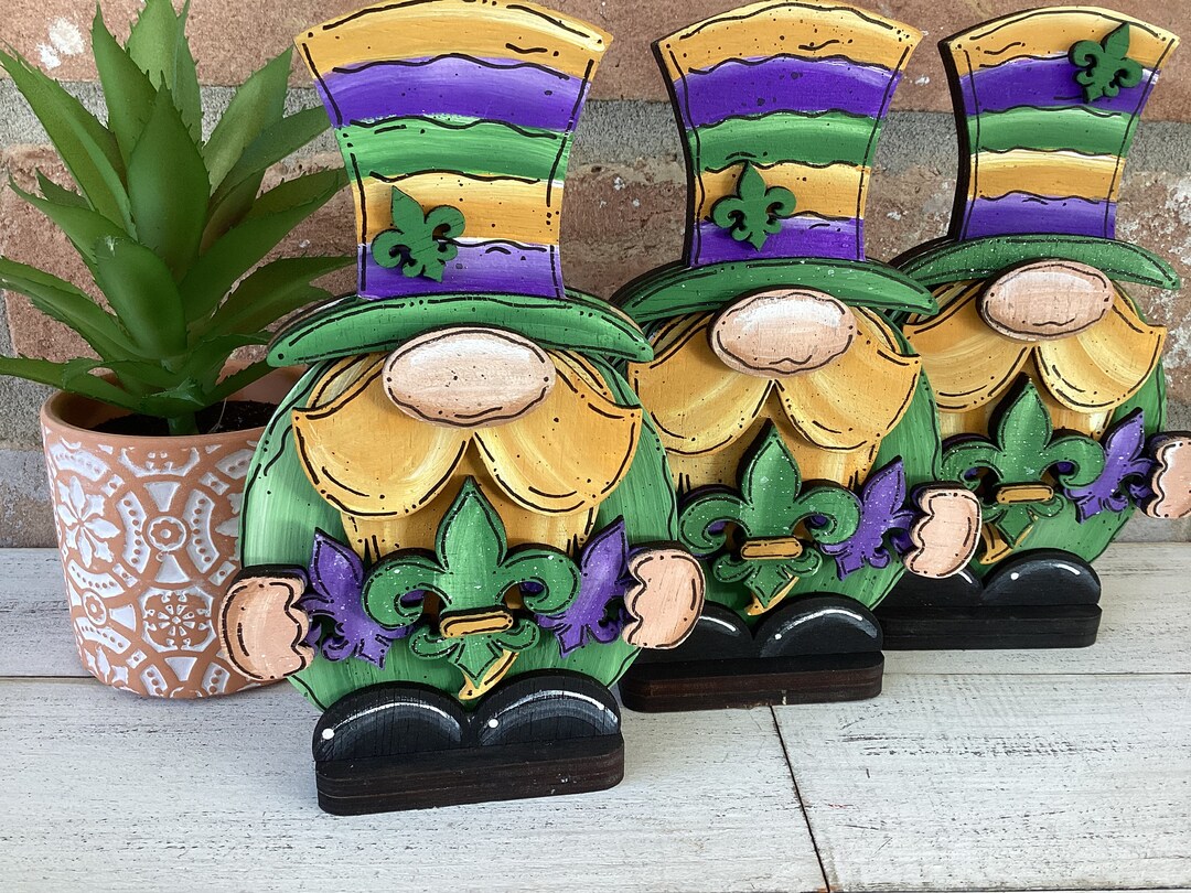Mardi Gras Gnome, Tiered Tray Decor, Shelf Decor Tray Decor, Rustic ...