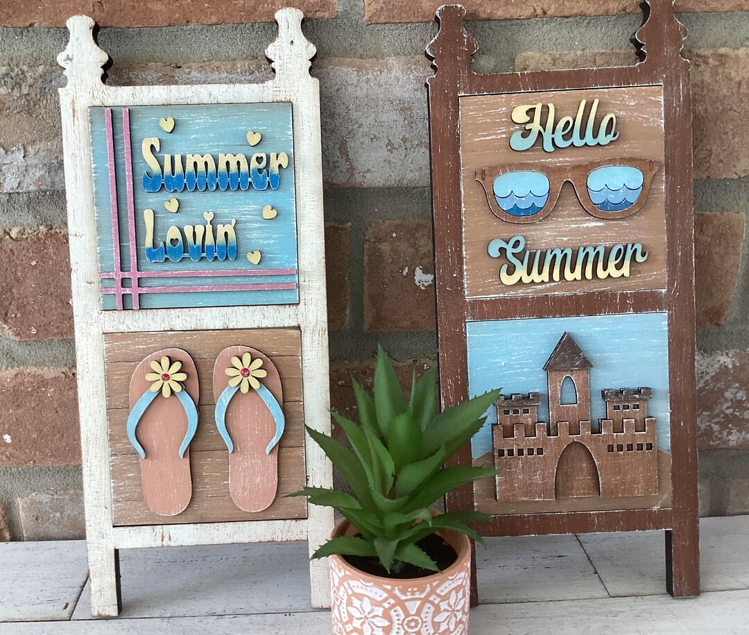 Summer Interchangeable Leaning Sign, Summer Tier Tray Decor, Summer ...