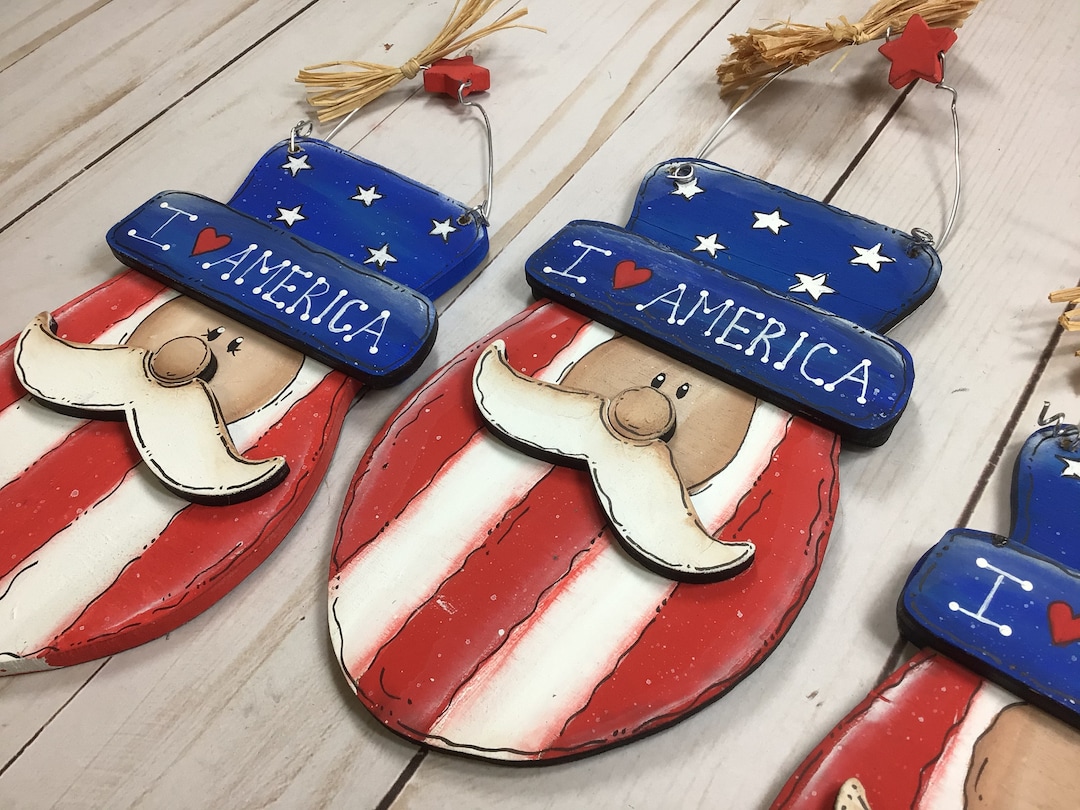 Uncle Sam, Independence Day and Stripes Wood Stars Independence Day ...