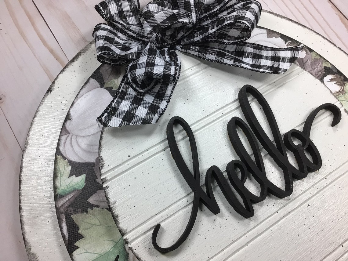 Hello Sign Round Wood Sign Farmhouse Sign Rustic Sign | Etsy