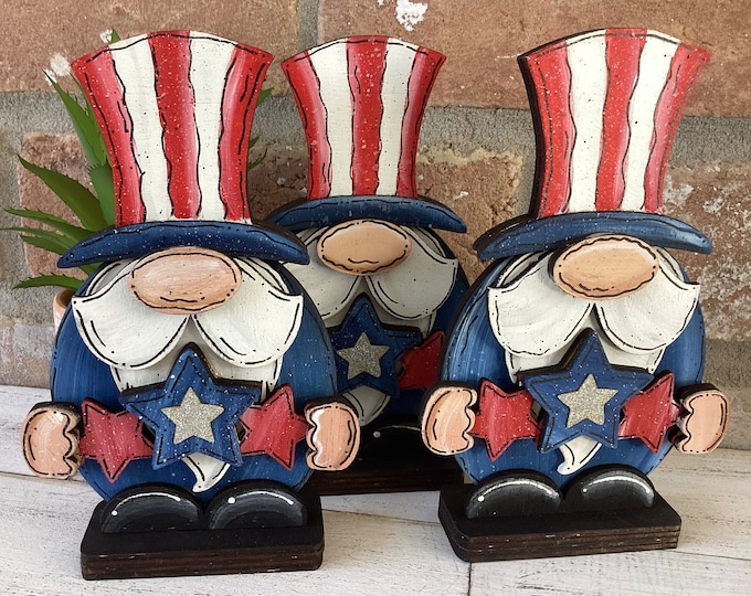 Uncle Sam, Patriotic Gnome, 4th of July Gnome, Tiered Tray Decor Shelf ...