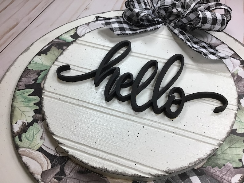 Hello Sign Round Wood Sign Farmhouse Sign Rustic Sign | Etsy