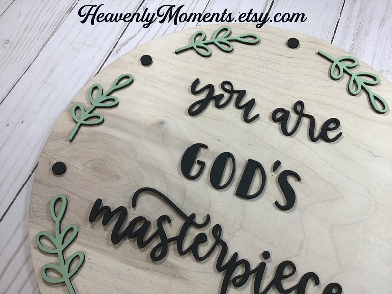 Custom Round Wood Scripture Sign Gods Masterpiece Ephesians | Etsy