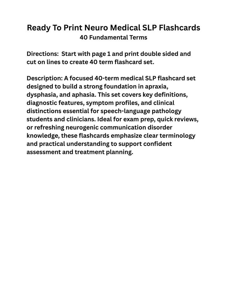 SLP Medical Graduate Student Flashcards | Apraxia, Aphasia & Dysarthria ...