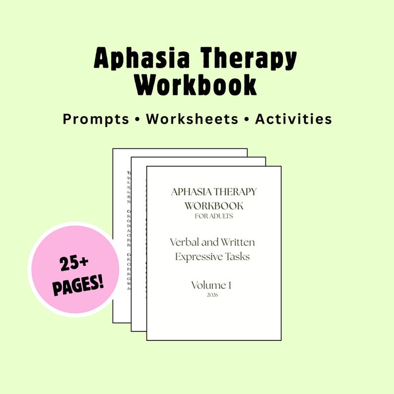 Printable Aphasia Therapy Workbook: Speech Recovery Activities (PDF ...