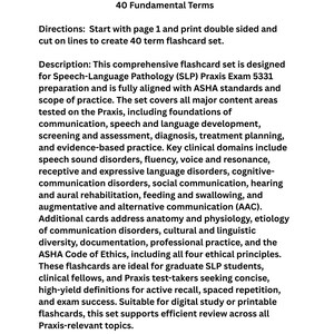 Comprehensive Flashcard Study Set for Speech-language Pathology (SLP ...