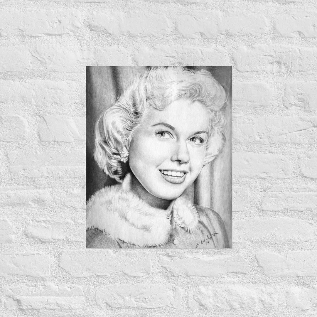 DORIS DAY Graphite Pencil Portrait - Poster - Etsy