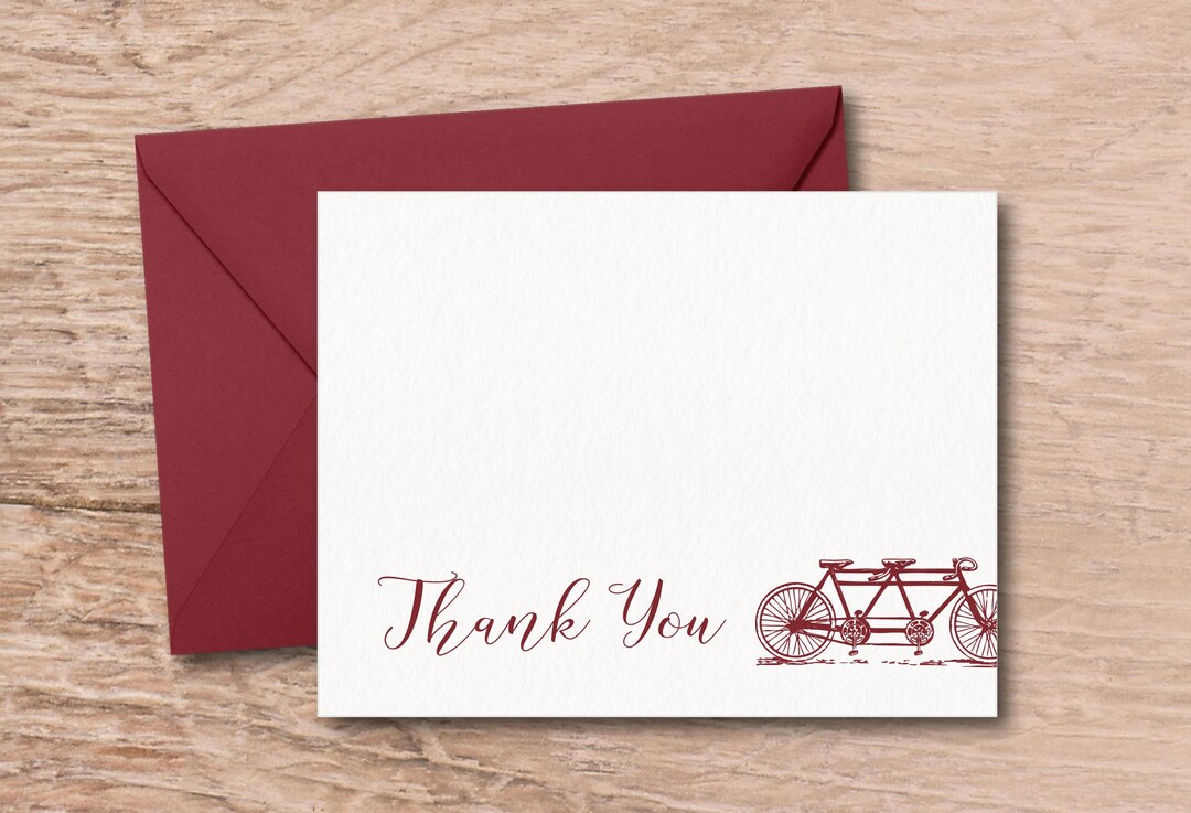 Printed Thank You Cards Rustic Tandem Bicycle Thank You Cards - Etsy