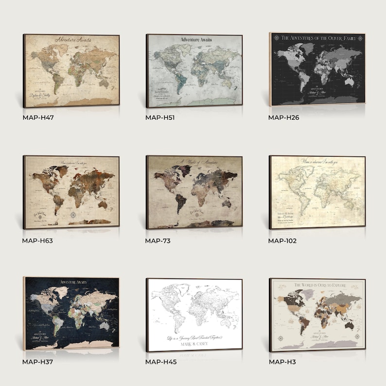 Custom Push Pin World Map Canvas Print, Personalized Travel Adventure ...