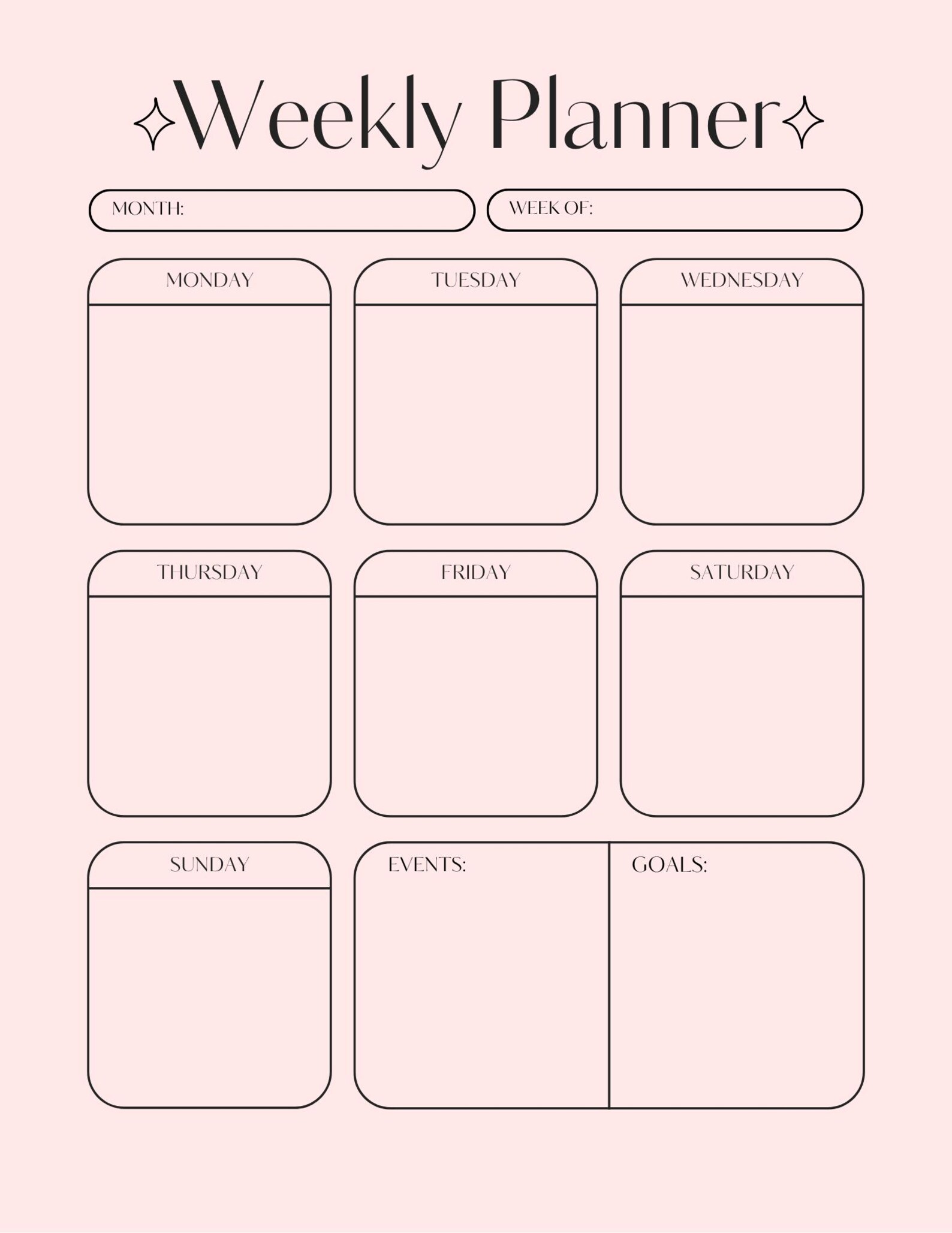 Minimalist Weekly Planner – Pink Printable PDF | Weekly Organizer ...
