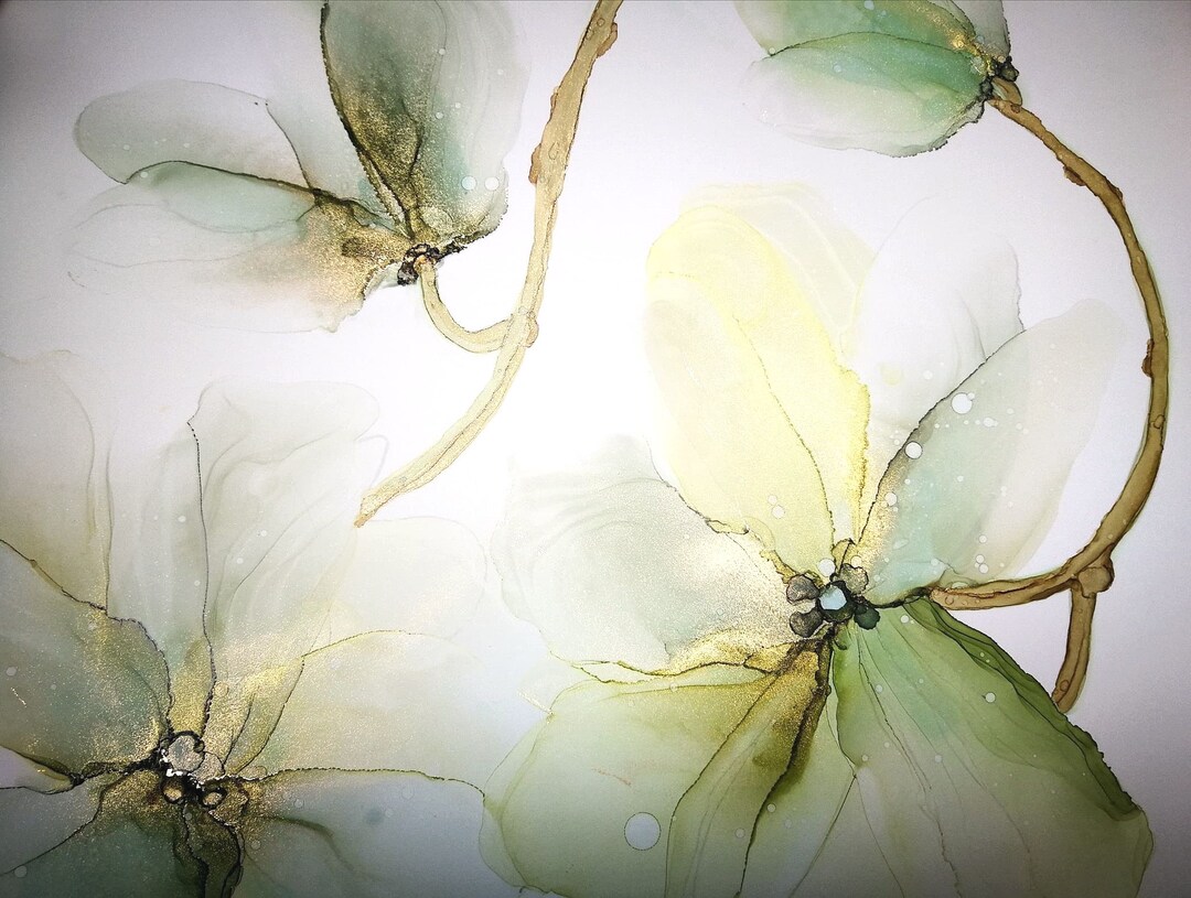 Ink Flowers Artwork, Flower Wall Decor for Home, Plant Lover Art ...