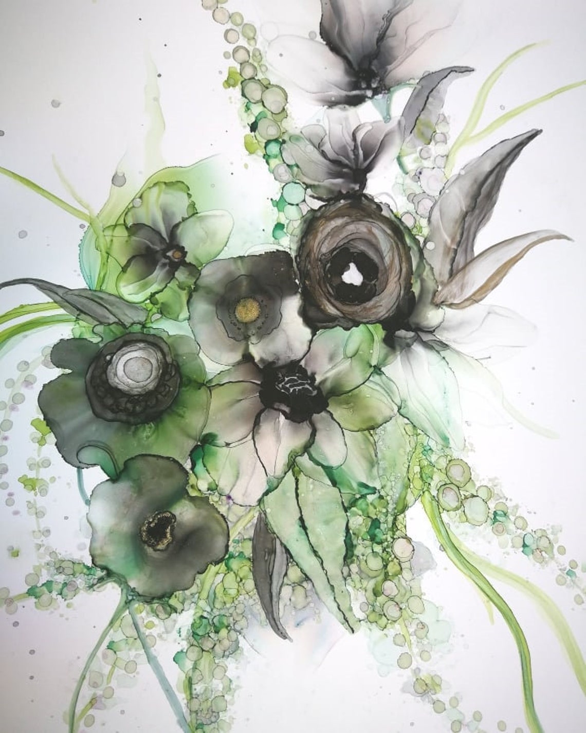 Ink Flowers Artwork Flower Wall Decor for Home Plant Lover - Etsy