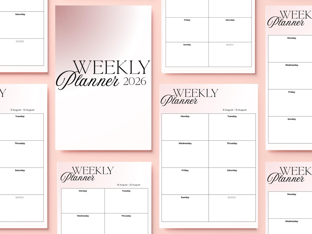 Minimalist Weekly Planner Printable | A4 & A5 Digital Download | Pink ...