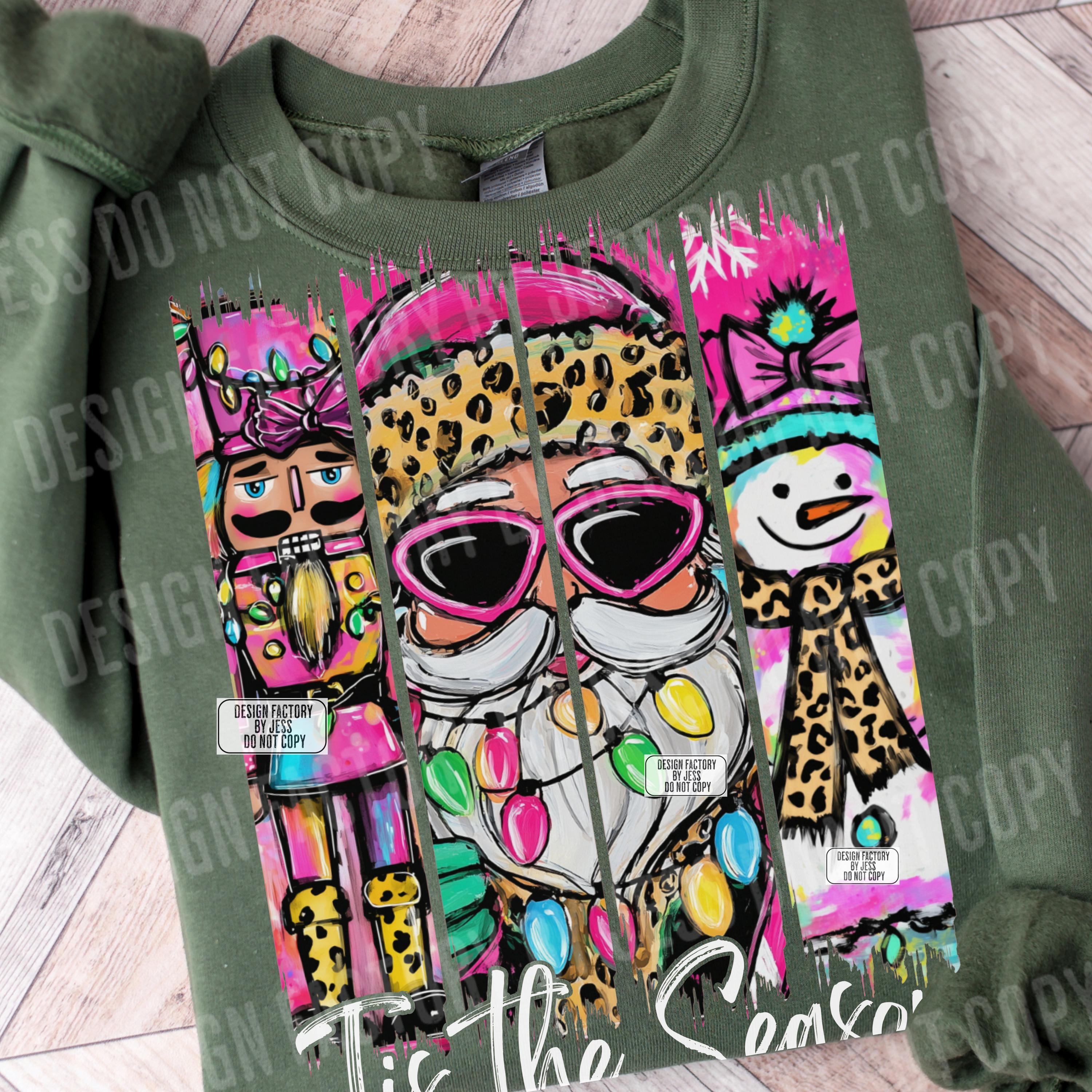 Preppy Christmas Santa Png Colorful Retro Snowman and Nutcracker ...