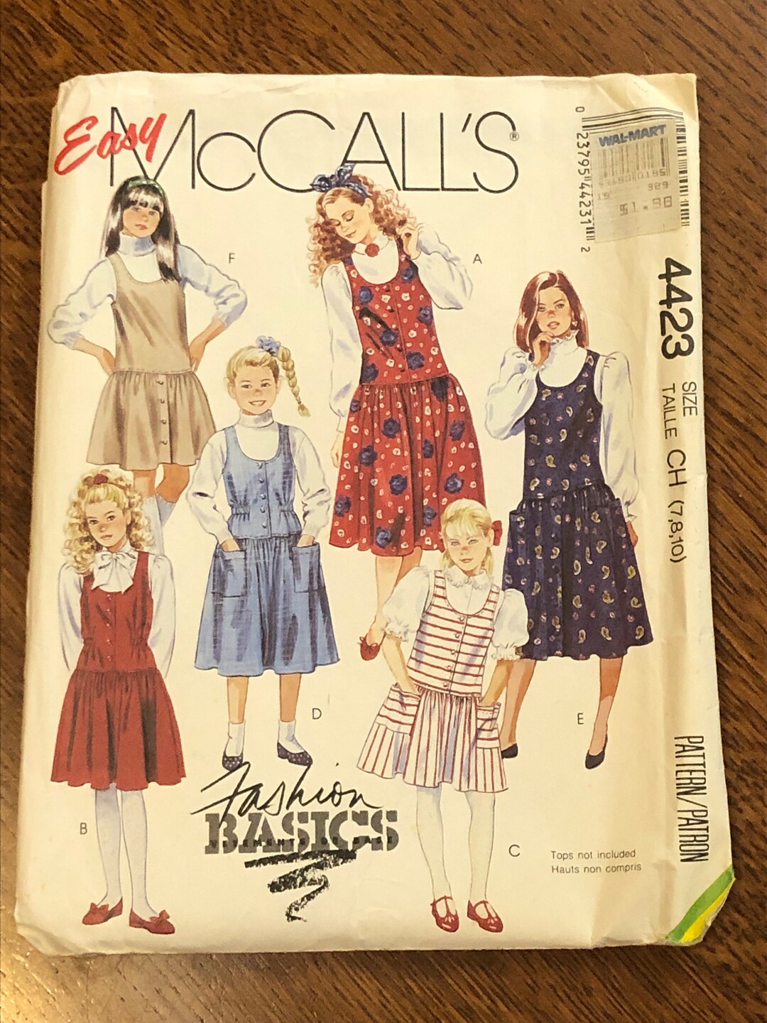 4423 Mccall’s Sewing Pattern, 80’s Fashion, Girls’ Jumper, Uncut ...