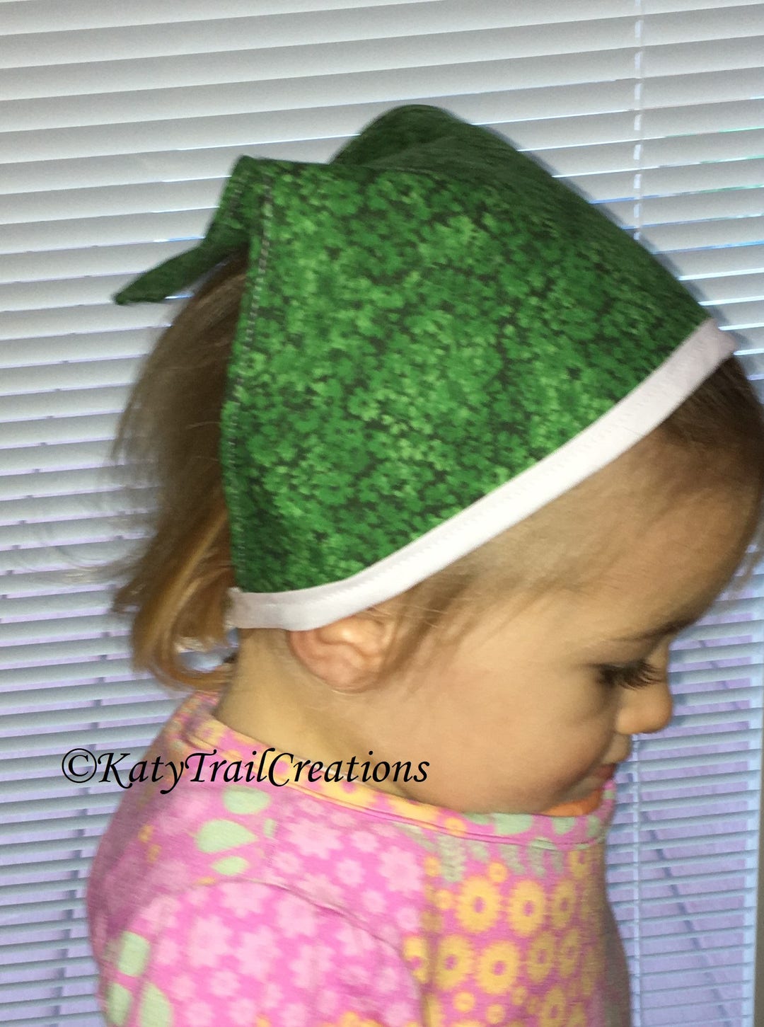 Child's Headscarf, Head Kerchief for Toddlers to 3's, Green Shamrock ...
