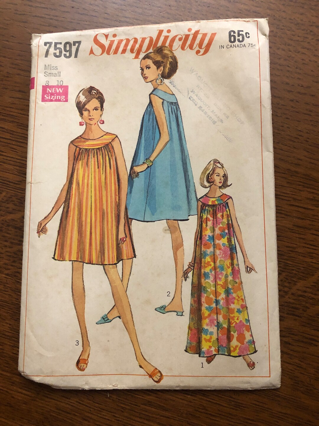 1968 Simplicity 7597 Muu Muu Nightgown Pattern - Misses Size 8-10 - Etsy