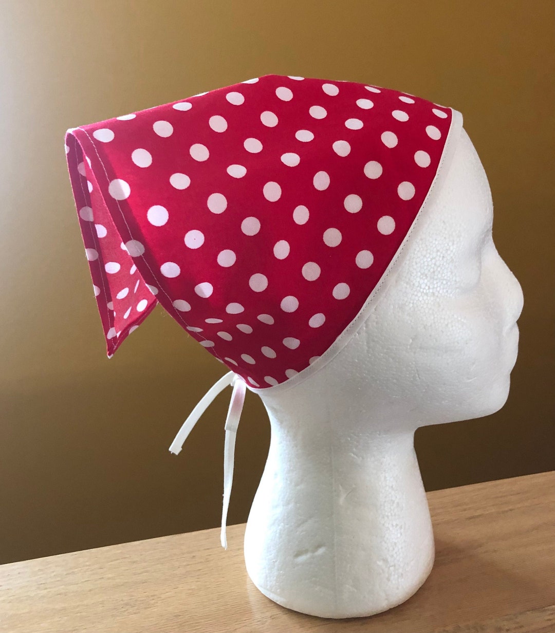 Red Polka Dot Headscarf: Handmade Cotton Kerchief With Ties - Etsy