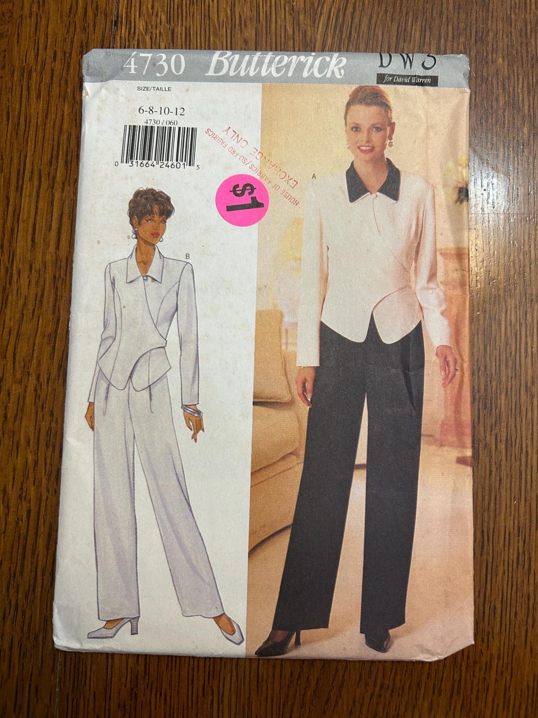 4730 Butterick Sewing Pattern, David Warren Designer, Top and Pants ...