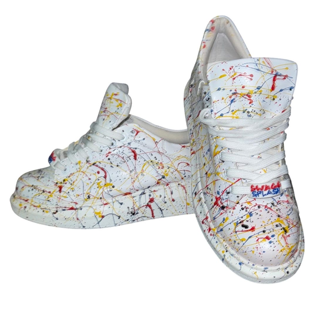 Swagg Splash Paint Splatter Platform Sneakers White Fashion Chunky ...