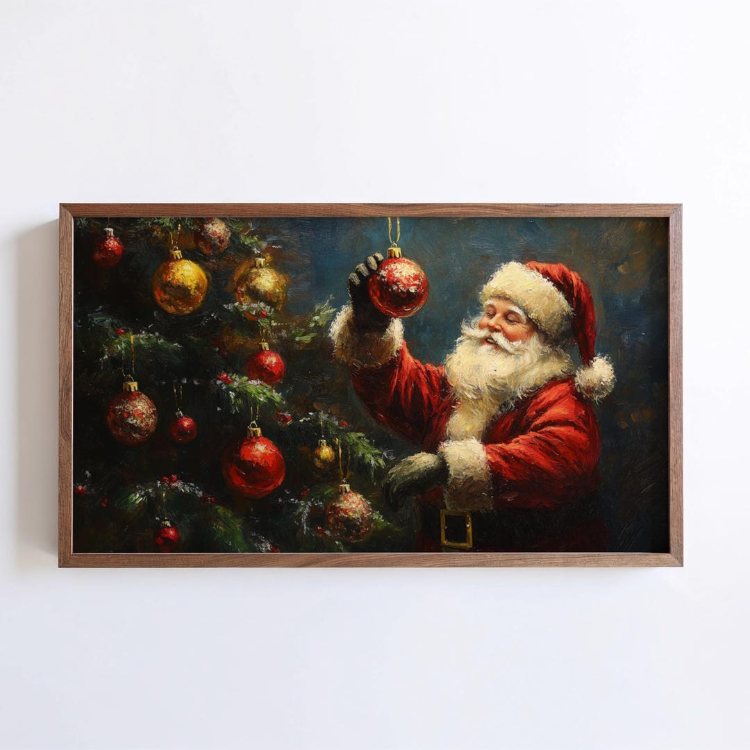 Santa Claus Christmas Frame Tv Art: Vintage Christmas Ornaments Holiday ...
