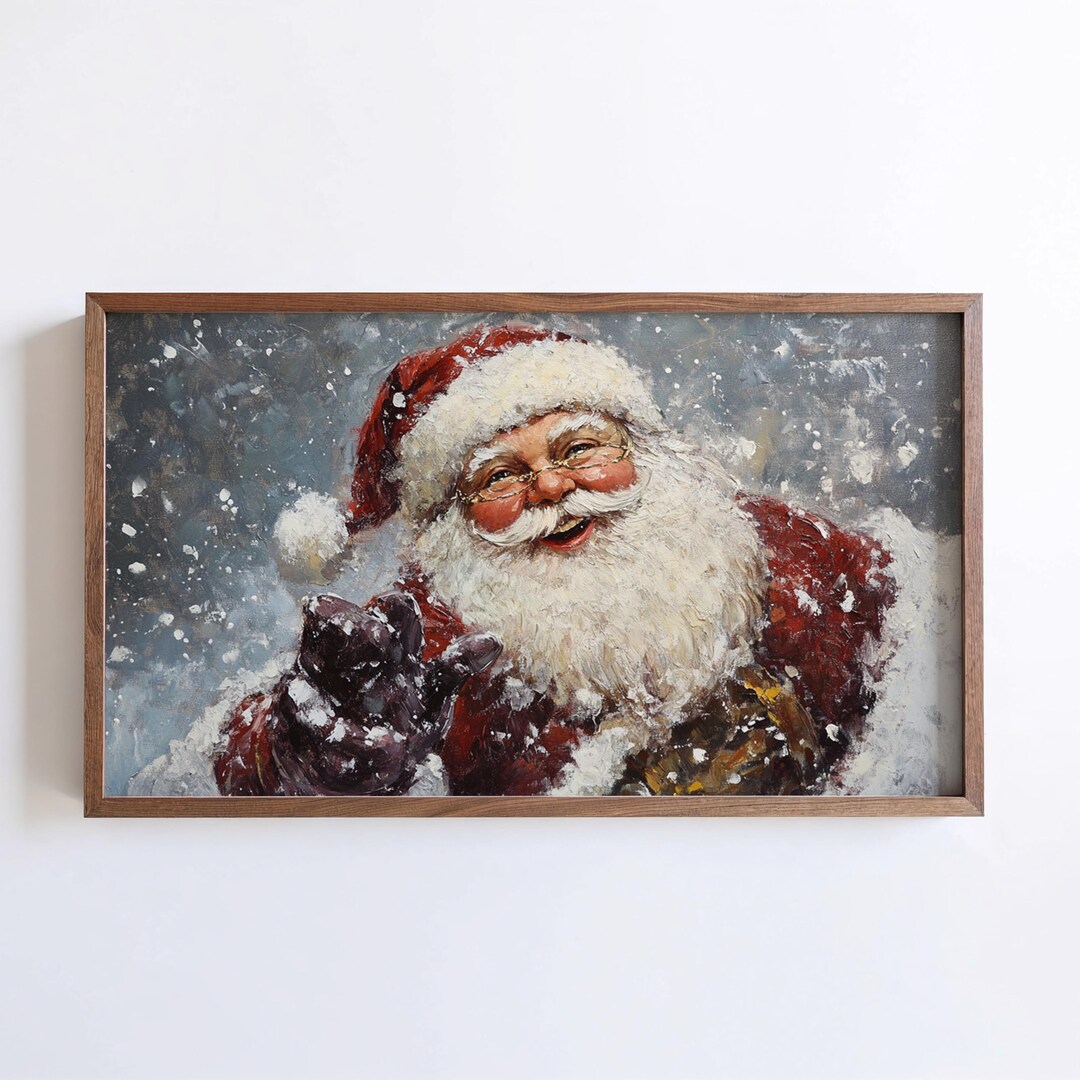 Santa Claus Christmas Frame Tv Art: Vintage Christmas Holiday Decor ...
