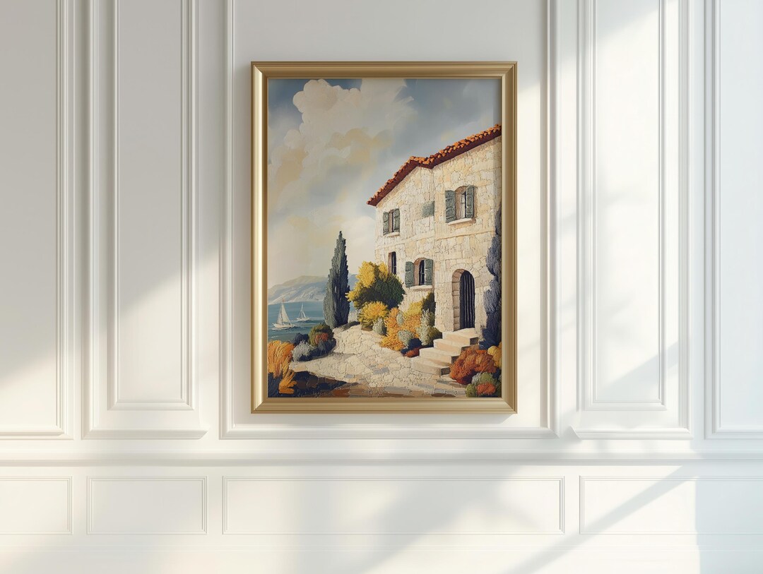 Vintage Fall Tapestry Landscape Art Print: European Coast | Cottage ...