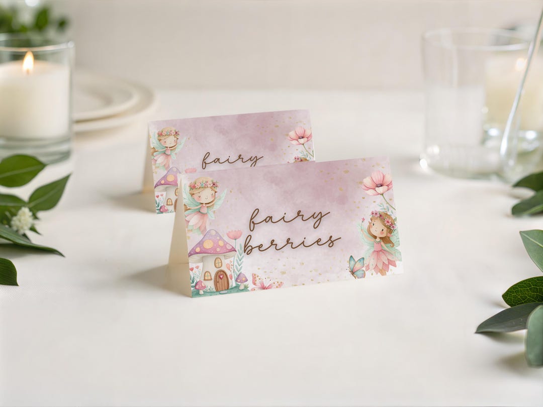 Fairy First Birthday Food Labels: Pink Party Theme, Editable Canva ...