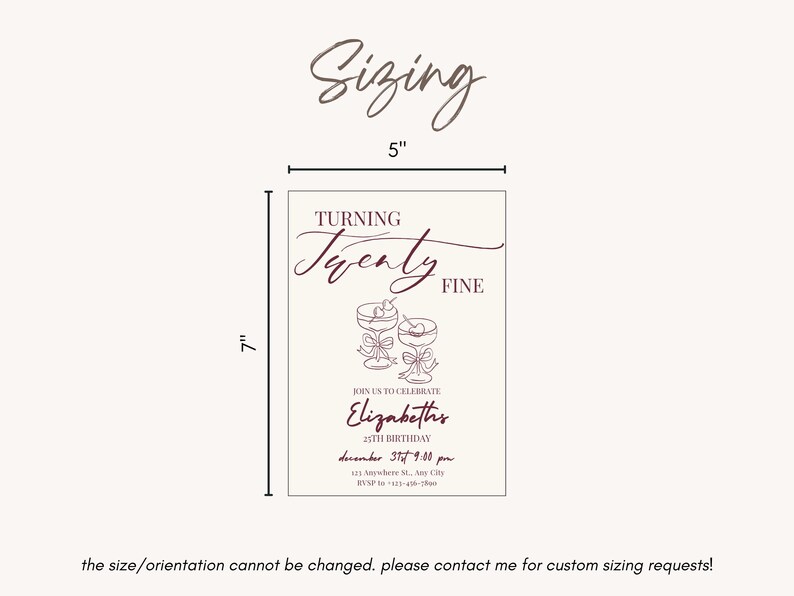 Turning Twenty Fine Birthday Invitation Template | 25th Birthday Invite ...