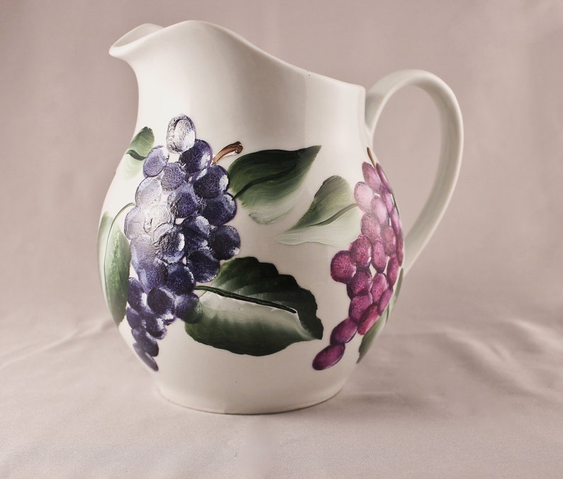 Hand Painted Pitcher Purple Grape | Etsy