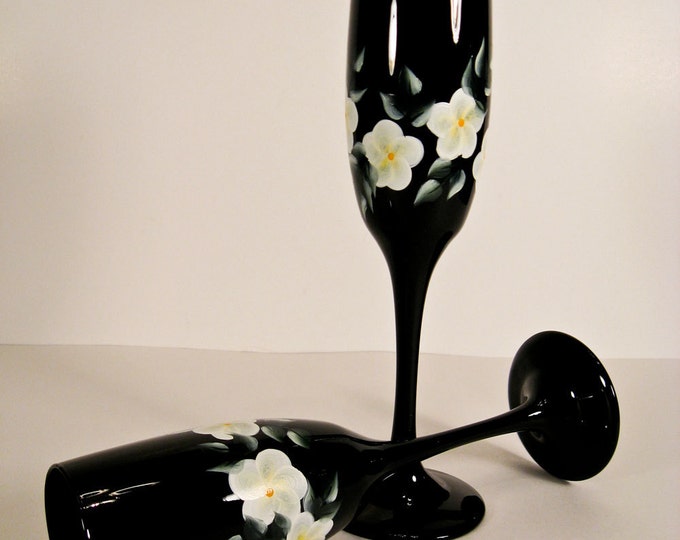 Black Hand Painted Champagne Glasses - Etsy