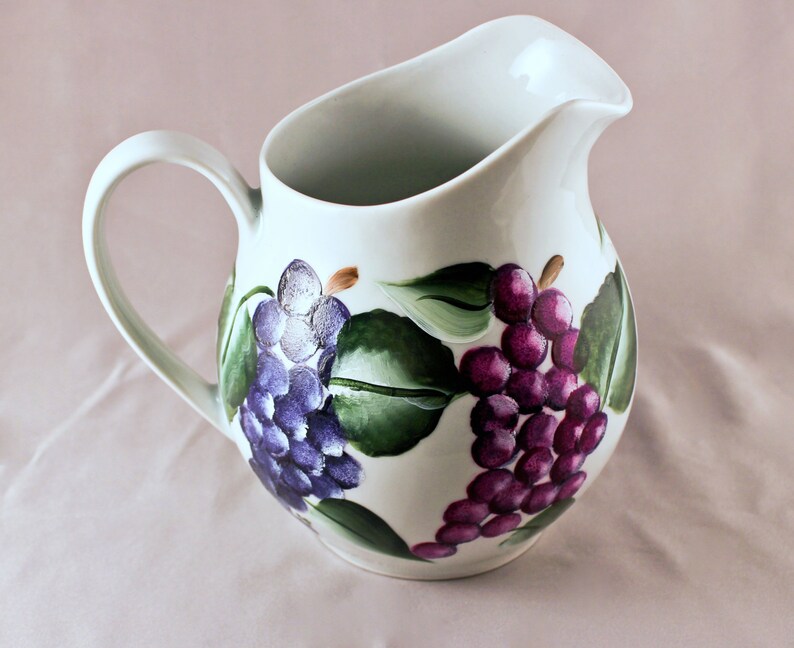 Hand Painted Pitcher Purple Grape - Etsy
