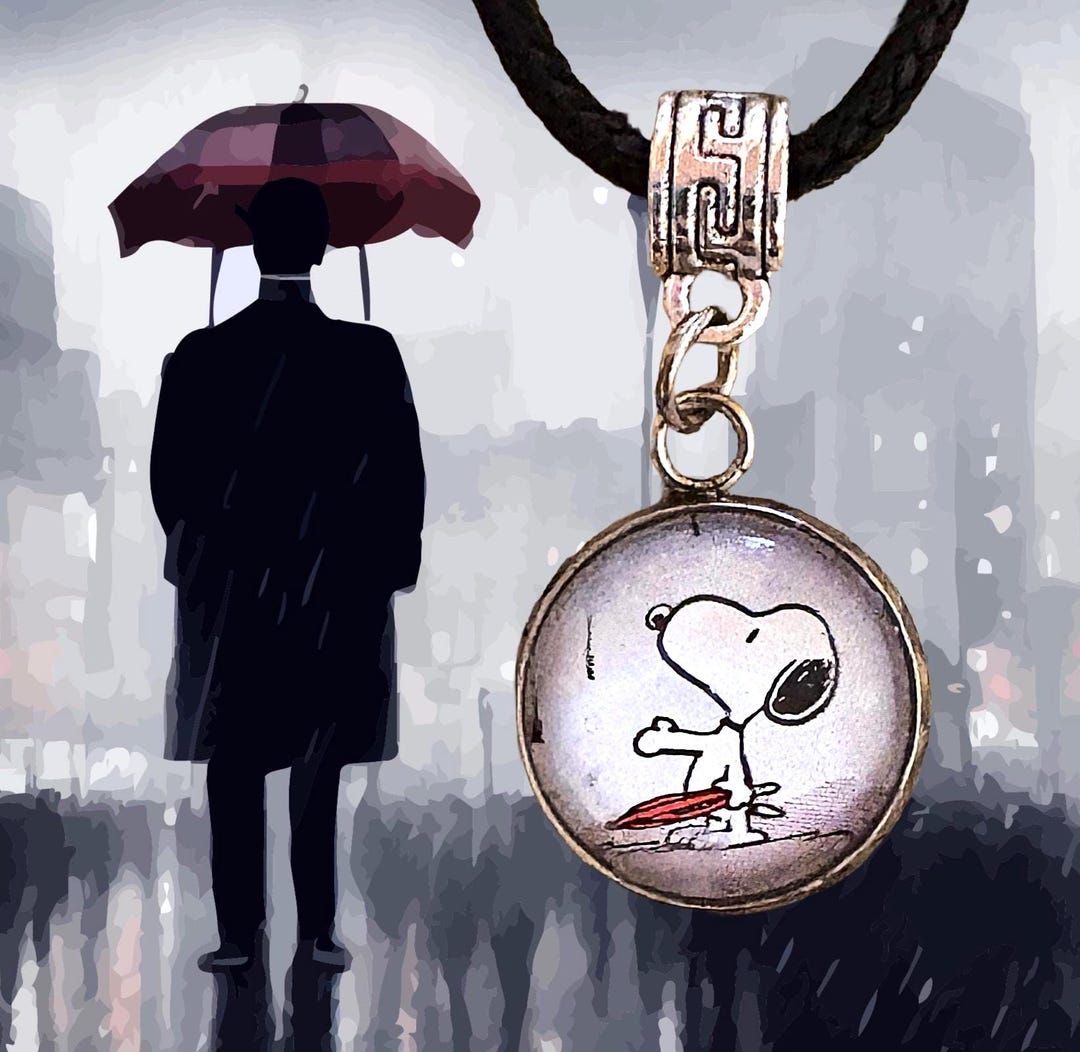 Peanuts Comics Pendant Necklace. Snoopy Rain Charm. - Etsy
