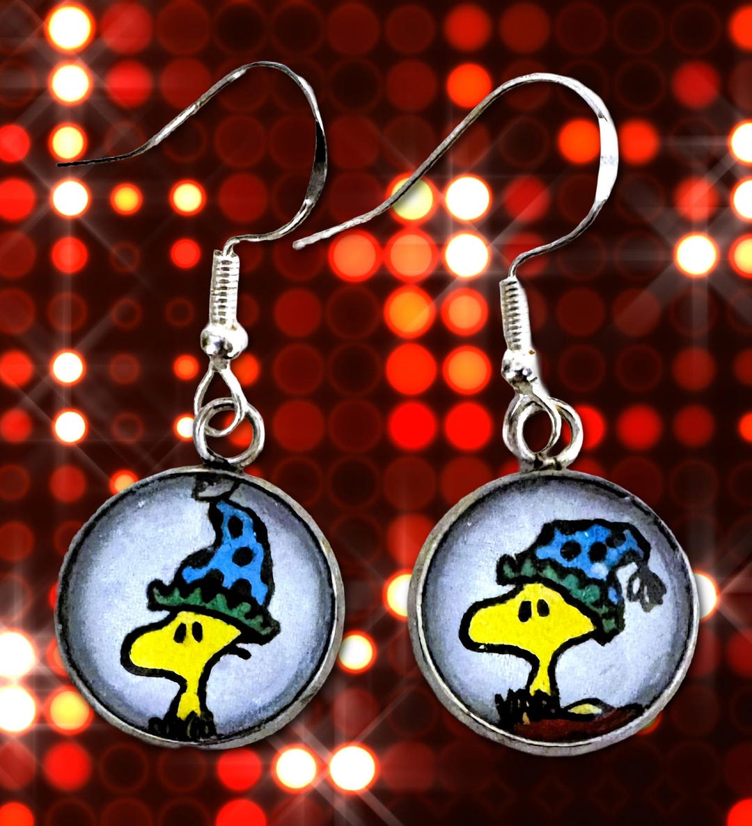 Peanuts Comics Dangle Drop Earrings. Woodstock Party Hat Celebration ...
