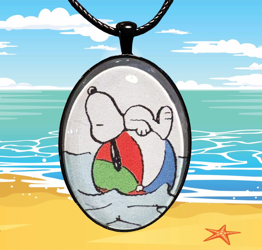 Peanuts Comics Pendant Necklace. Snoopy Ocean Beach Ball Charm. - Etsy