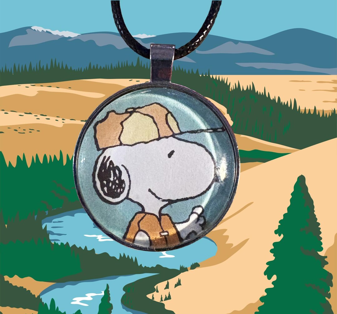 Peanuts Snoopy River Rafting 30mm Pendant Charm Necklace on a 24in ...