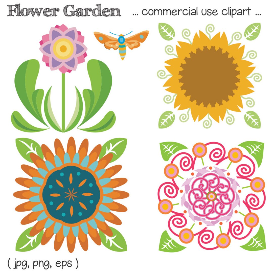 Printable FLOWER CLIP ART - Spring, Summer, Garden, Digital Download ...