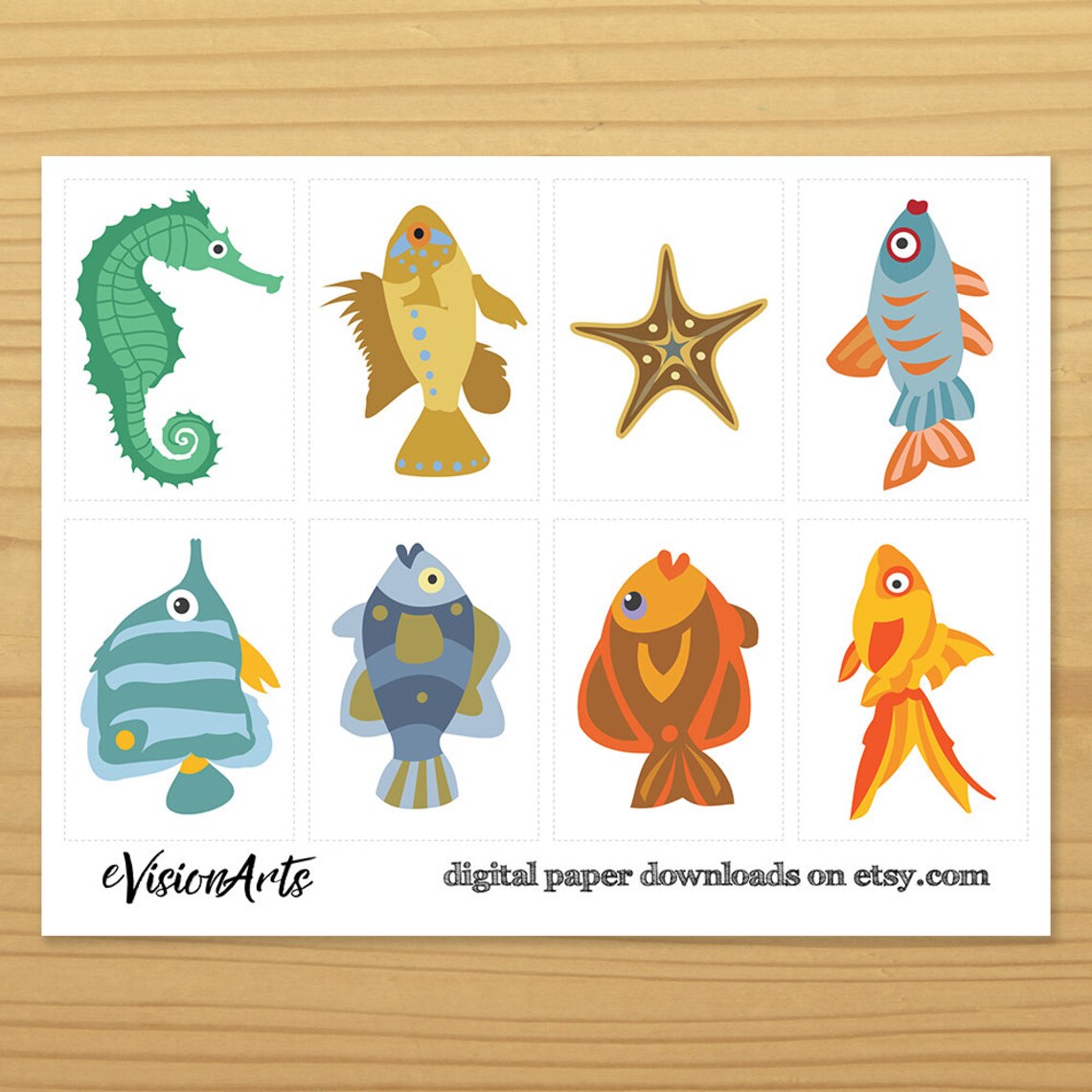 Printable FISH GIFT TAGS, Digital Download, Evisionarts - Etsy