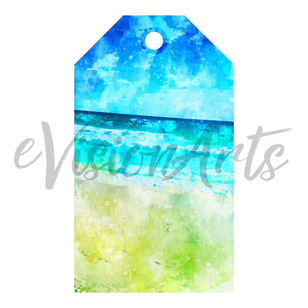 Printable BEACH GIFT TAGS Digital Download Evisionarts - Etsy