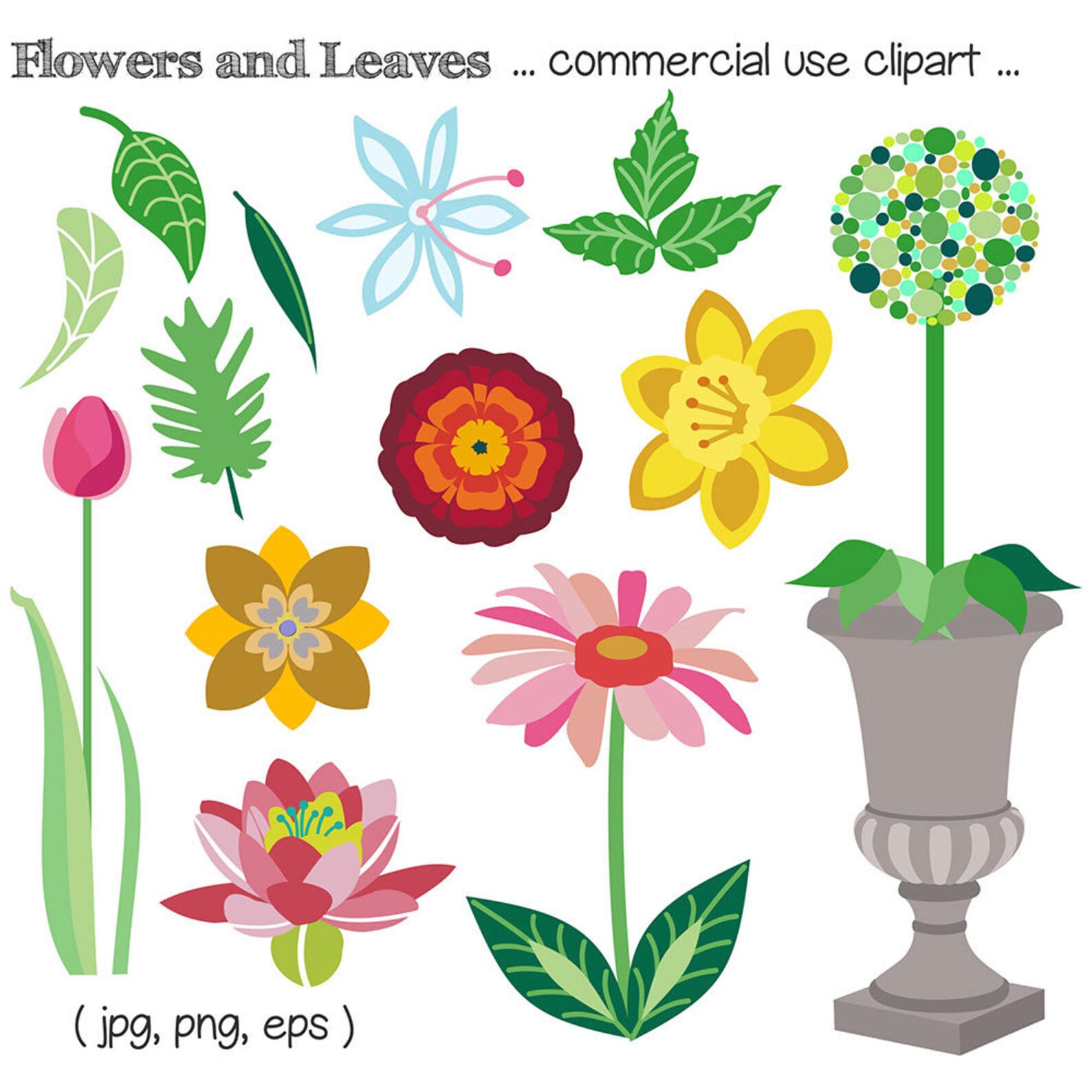 Printable FLOWER CLIP ART - Spring, Garden, Plant, Digital Download ...