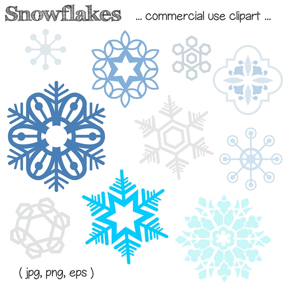 Printable SNOWFLAKE CLIP ART, Digital Download, Evisionarts - Etsy