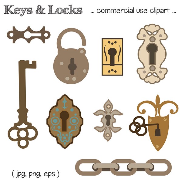 Lock Clip Art - Etsy