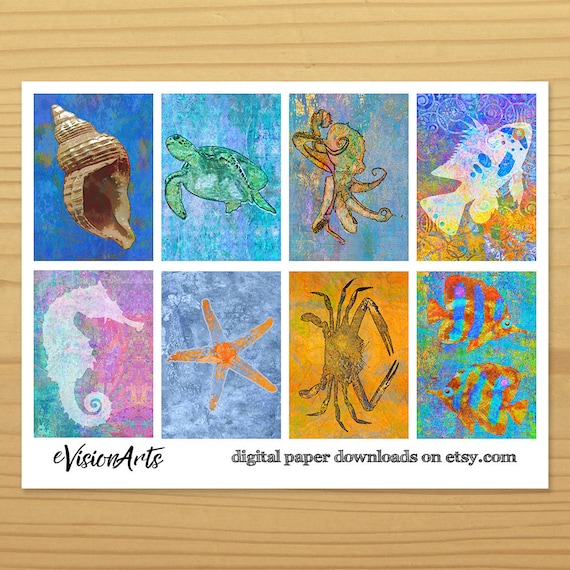 Printable BEACH GIFT TAGS Shell Turtle Crab Fish | Etsy