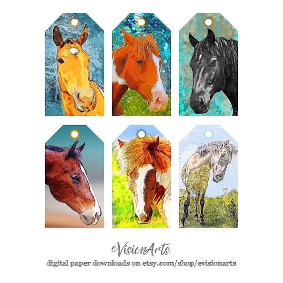 Printable HORSE GIFT TAGS Watercolor Digital Download | Etsy