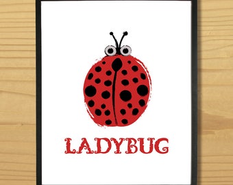 Red Ladybird Print, Printable Wall Art, Nursery Wall Decor, Modern Kids ...