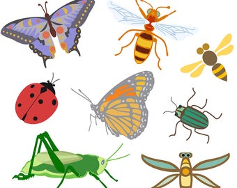 Printable INSECT CLIP ART Beetle, Ladybug, Dragonfly, Bee, Wasp ...