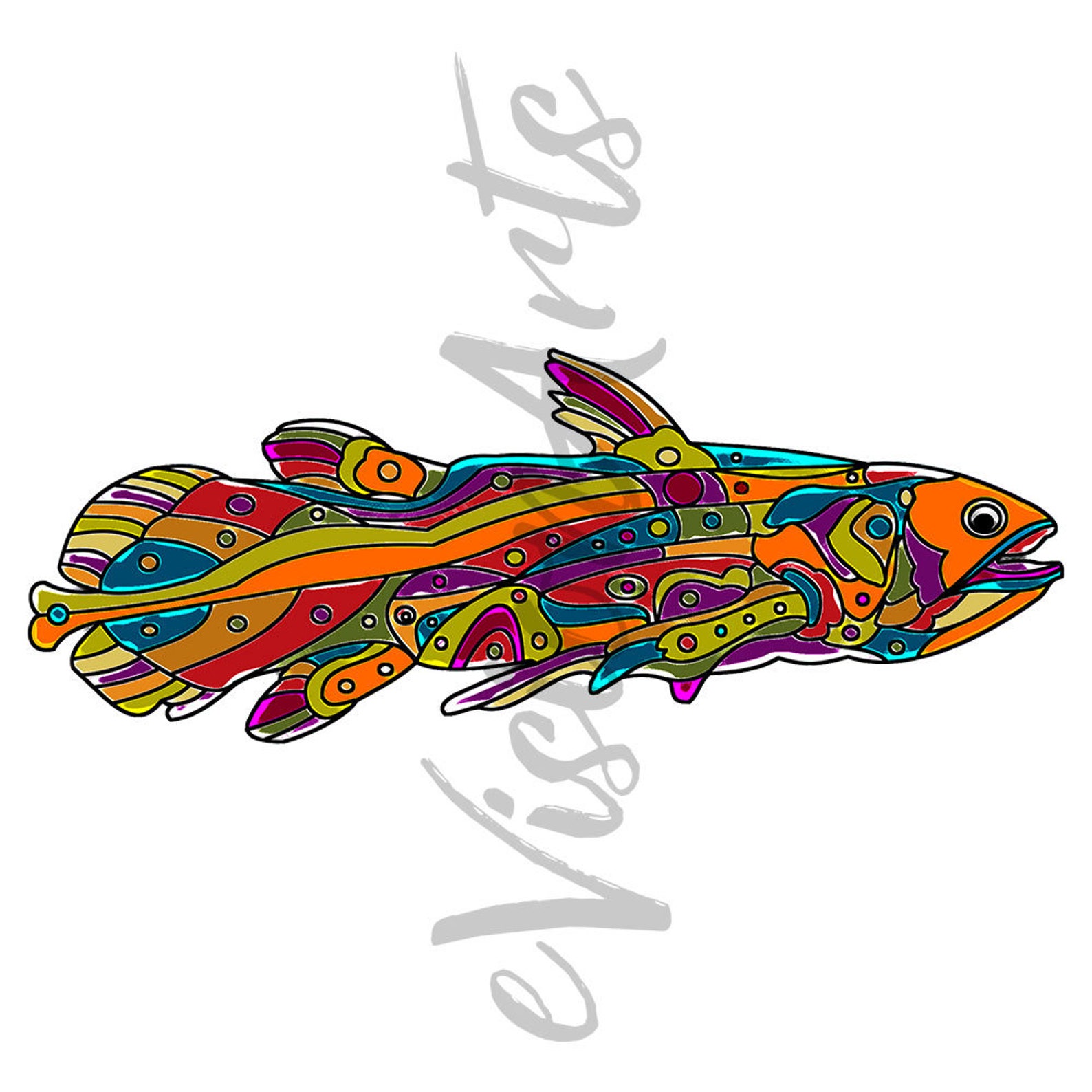 Printable FISH WALL ART - Three Colorful Fish, Digital Download ...